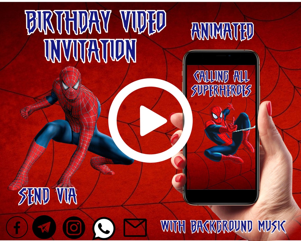 Spider Man Invitation, Spider Man Video Invitation, Spiderman Birthday ...