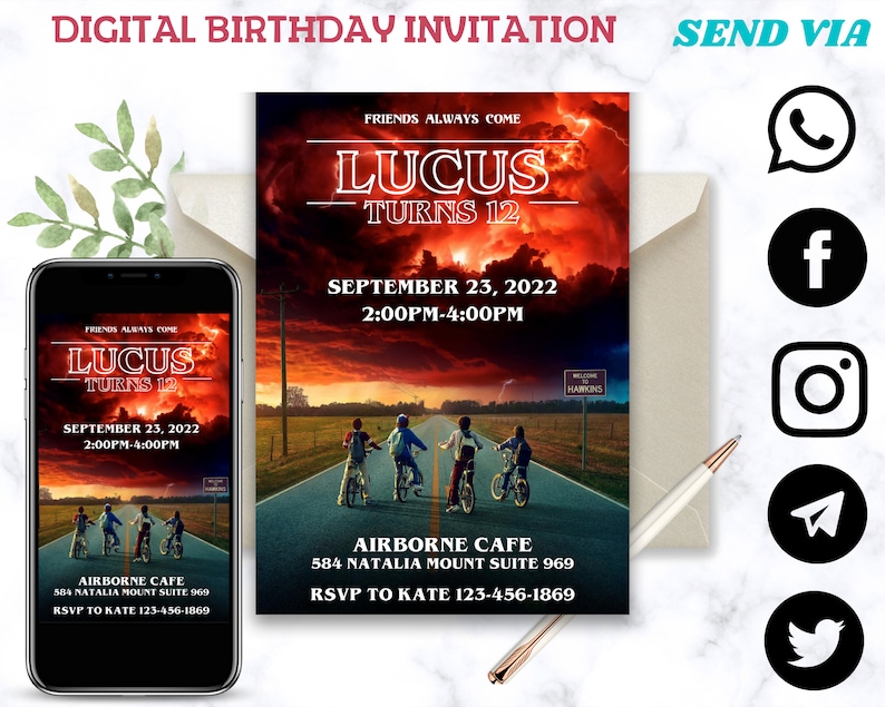 Stranger Things Birthday Invitation, Digital Invitation, Editable ...