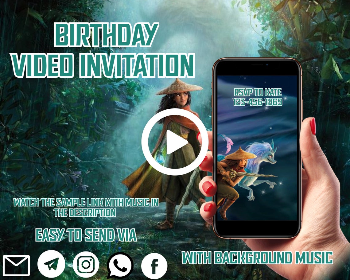 Raya and the Last Dragon Birthday Video Invitation Raya - Etsy