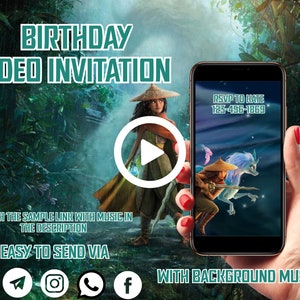 Raya and the Last Dragon Birthday Video Invitation, Raya Digital Video ...