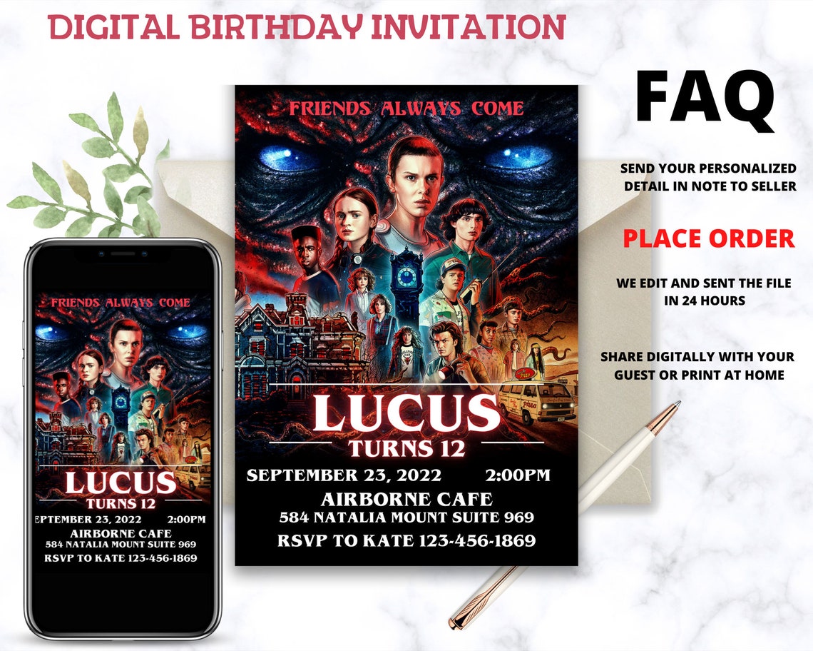 Stranger Things Birthday Invitation, Digital Invitation, Editable ...