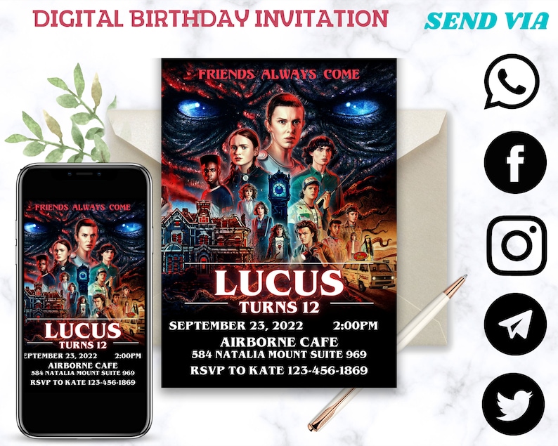 Stranger Things Birthday Invitation, Digital Invitation, Editable ...