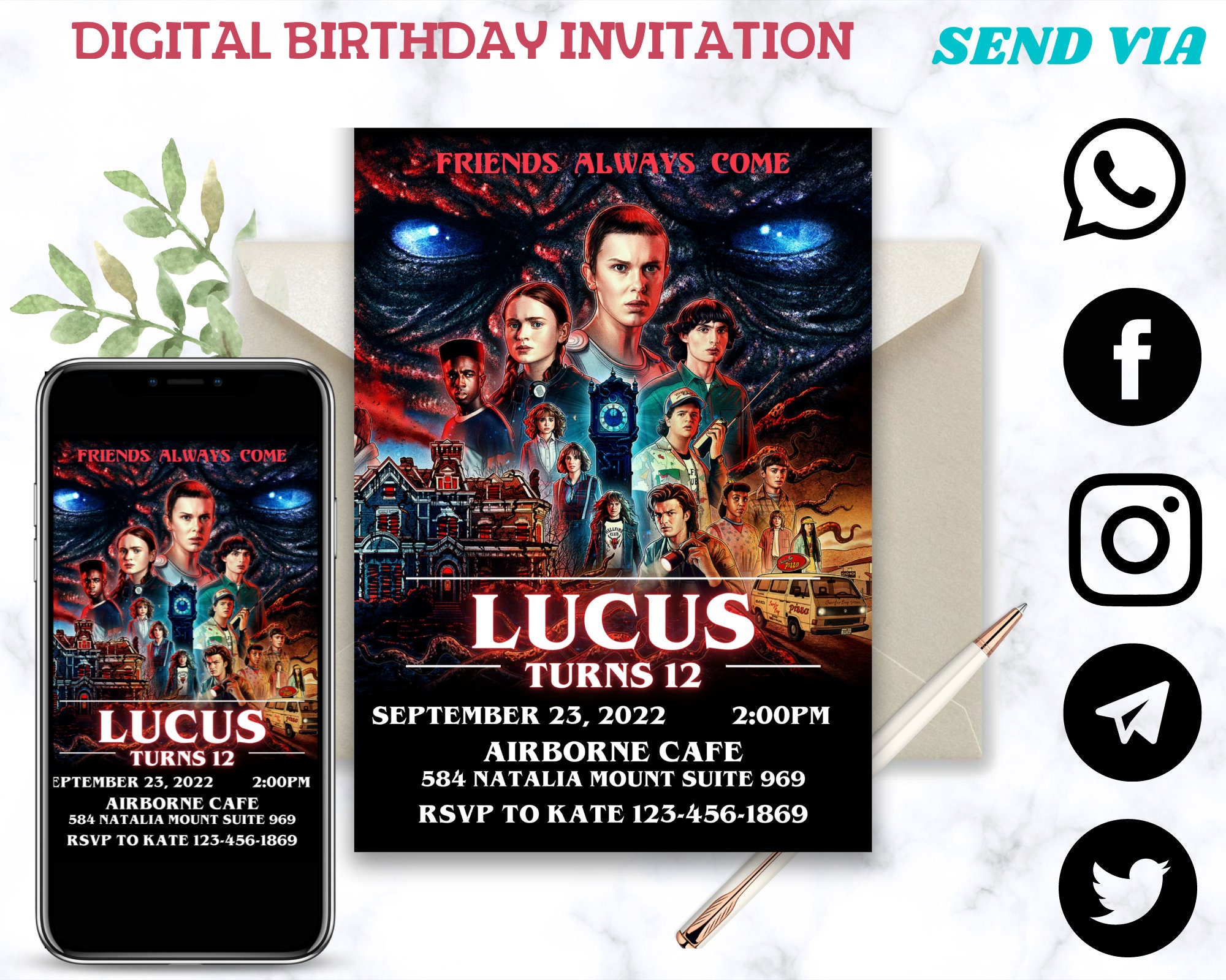 Stranger Things Birthday Invitation, Digital Invitation, Editable ...
