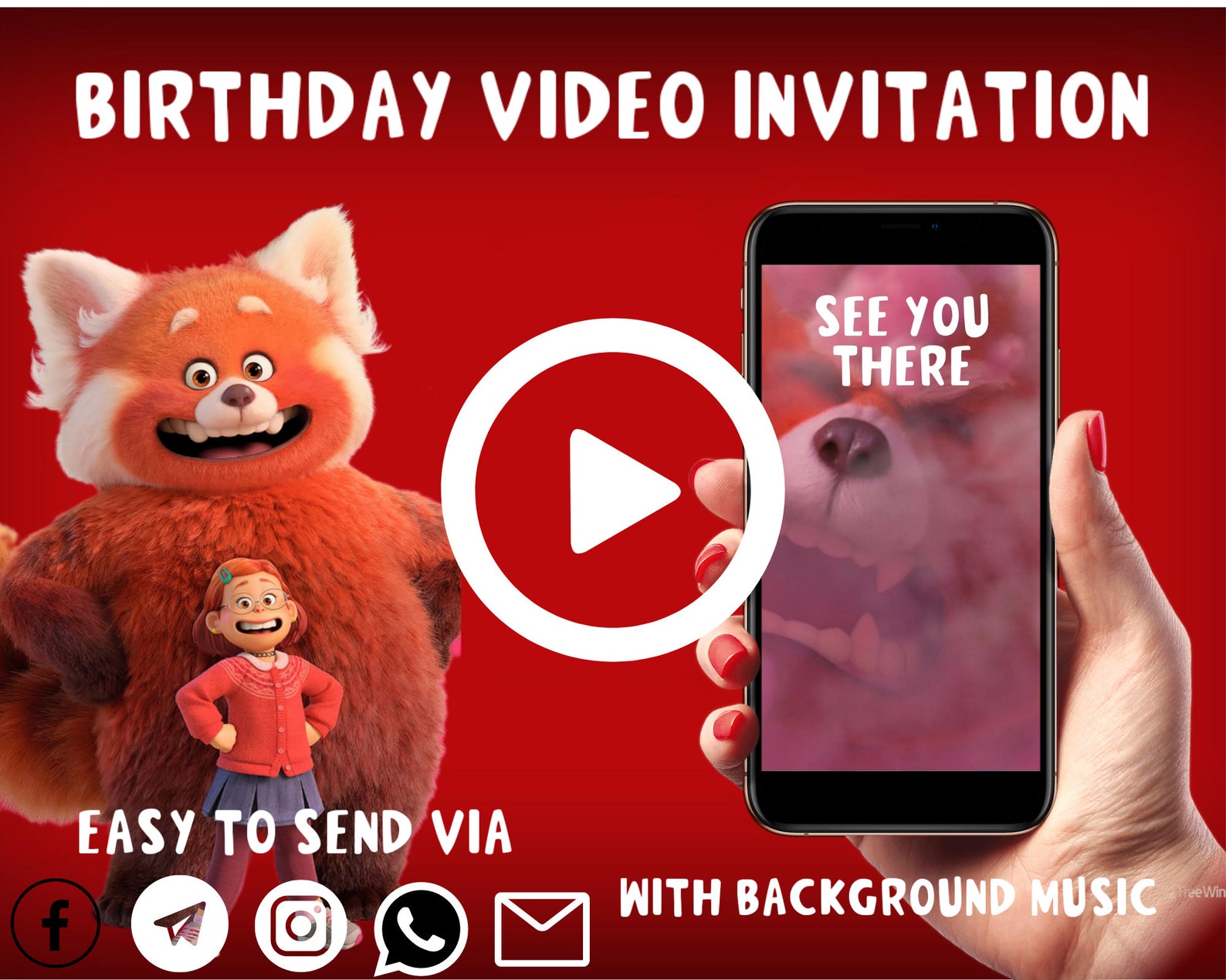 Turning Red Birthday Invitation Video, Turning Red Birthday Invitation ...