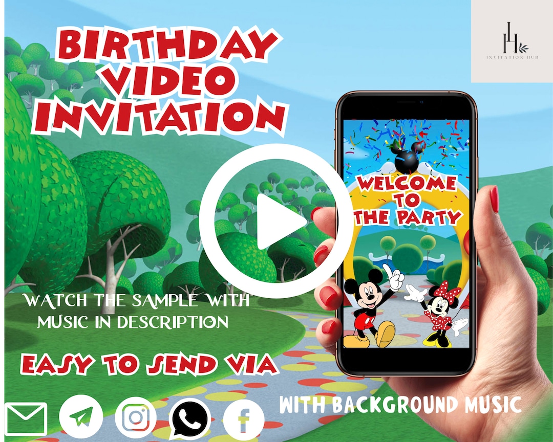 Mickey Mouse Birthday Invitation, Mickey Mouse Video Invitation, Mickey ...