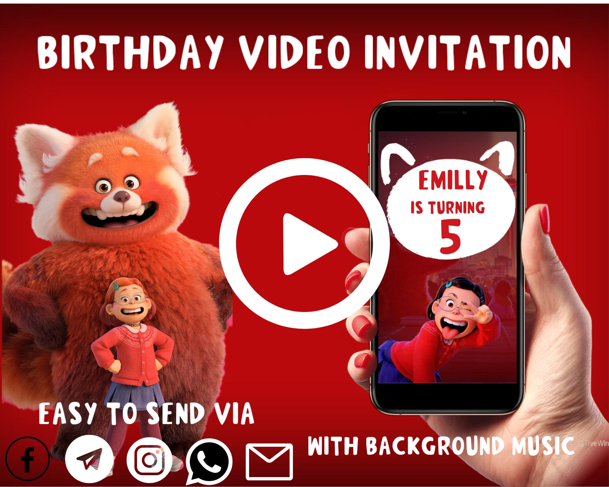 Turning Red Birthday Invitation Video, Turning Red Birthday Invitation ...
