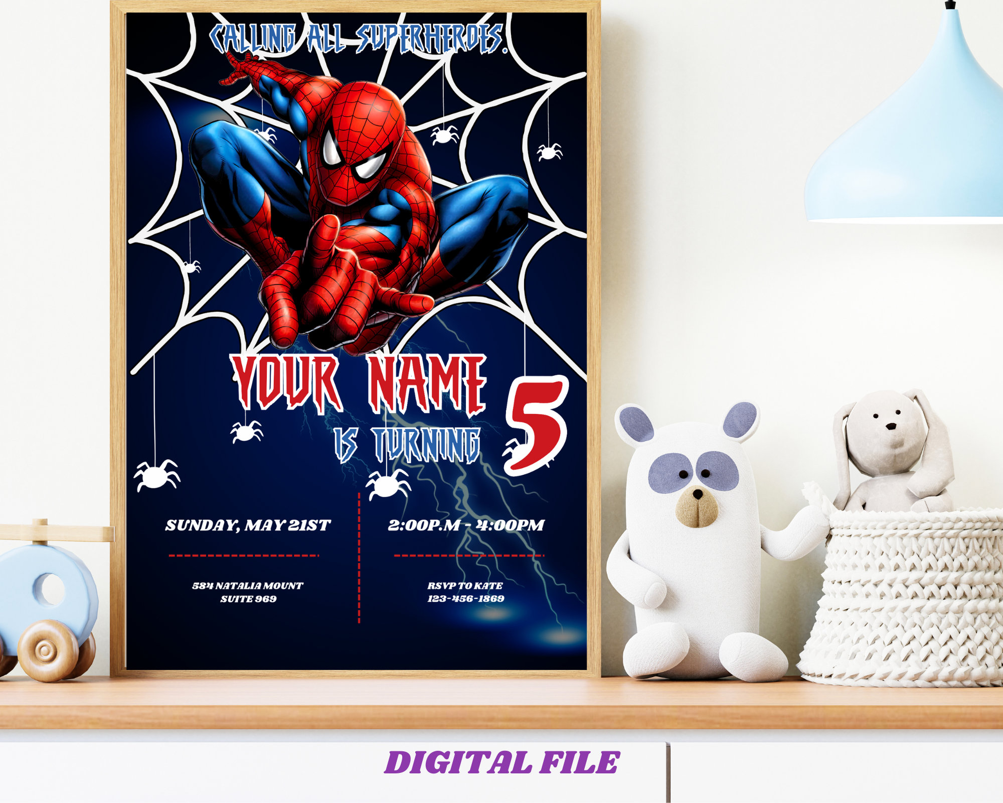 Personalized SPIDERMAN Invitation| Digital Invite| Birthday Invitation ...