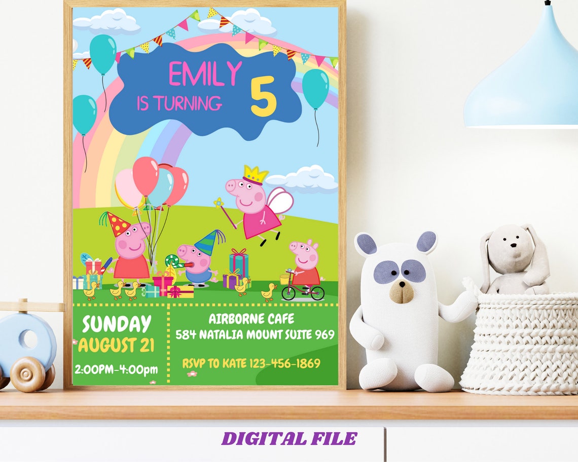 Peppa Pig Editable Invitation, Peppa Pig Birthday Invitation, Peppa Pig ...