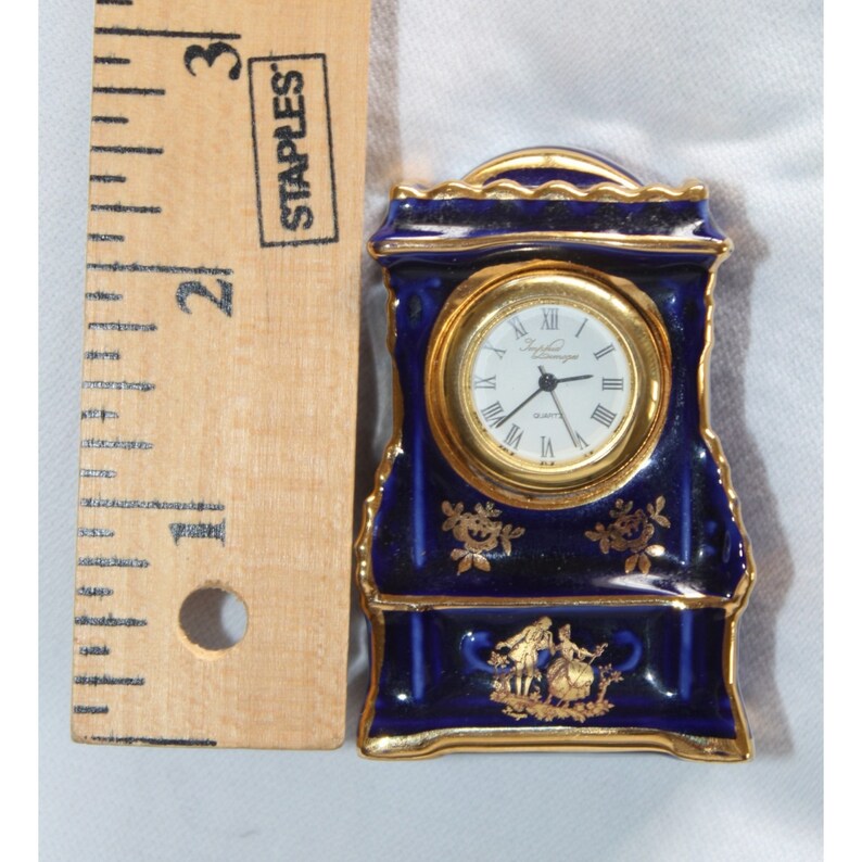 Vintage Imperial Limoges Porcelain Mini Table Clock Cobalt - Etsy