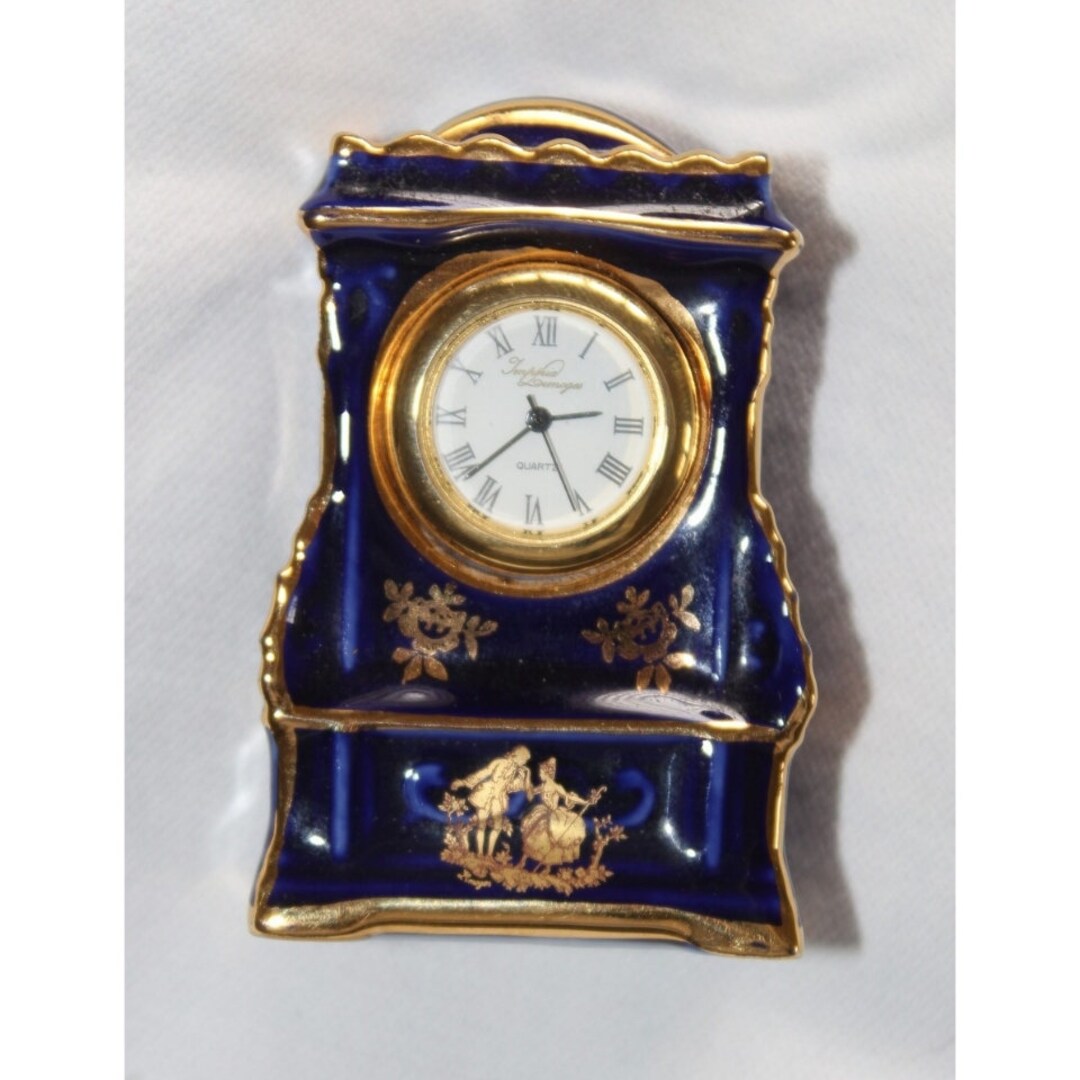 Vintage Imperial Limoges Porcelain Mini Table Clock Cobalt - Etsy