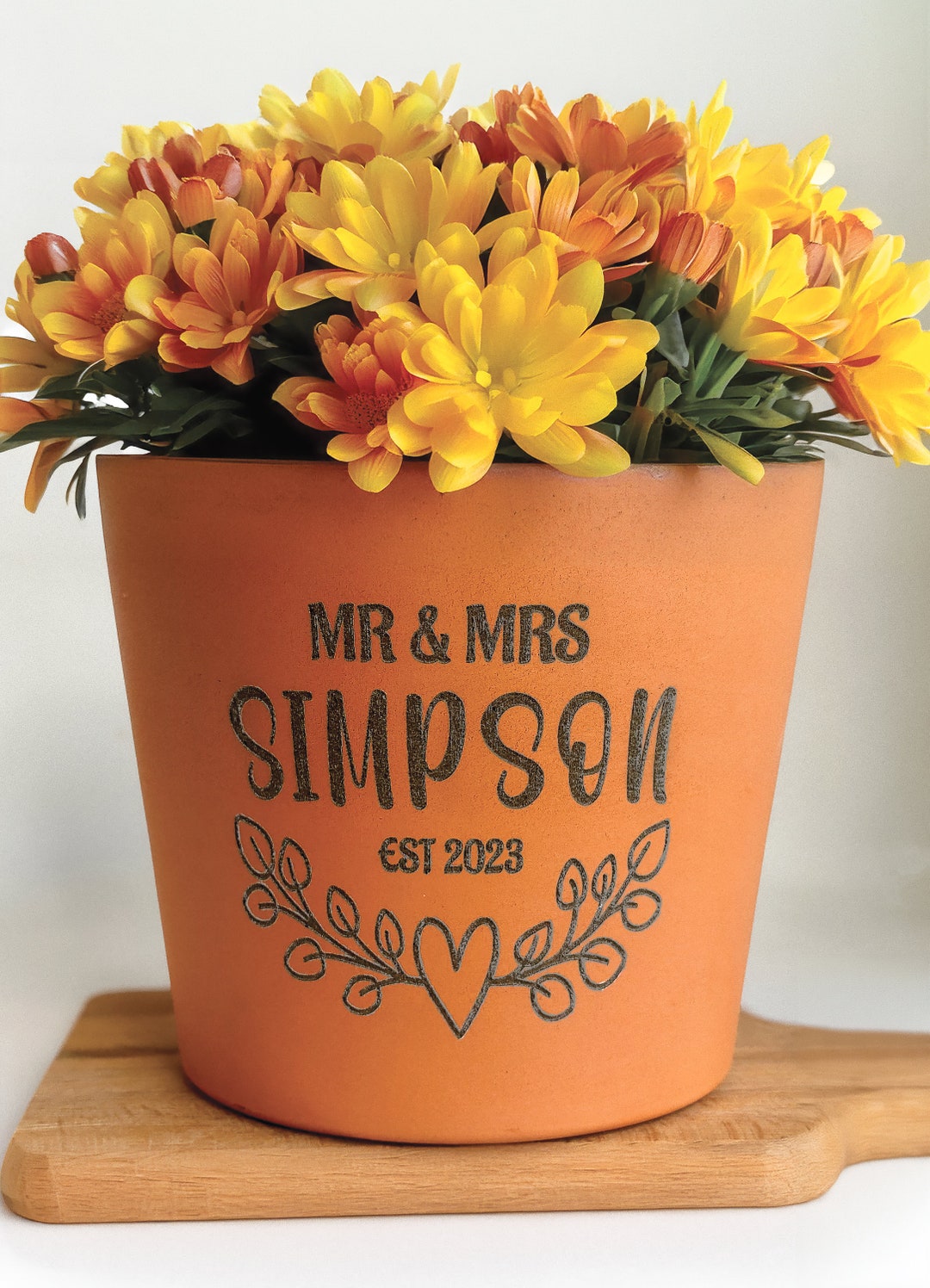 Custom Engraved Personalised Flower Pot Perfect Wedding Gift or New ...