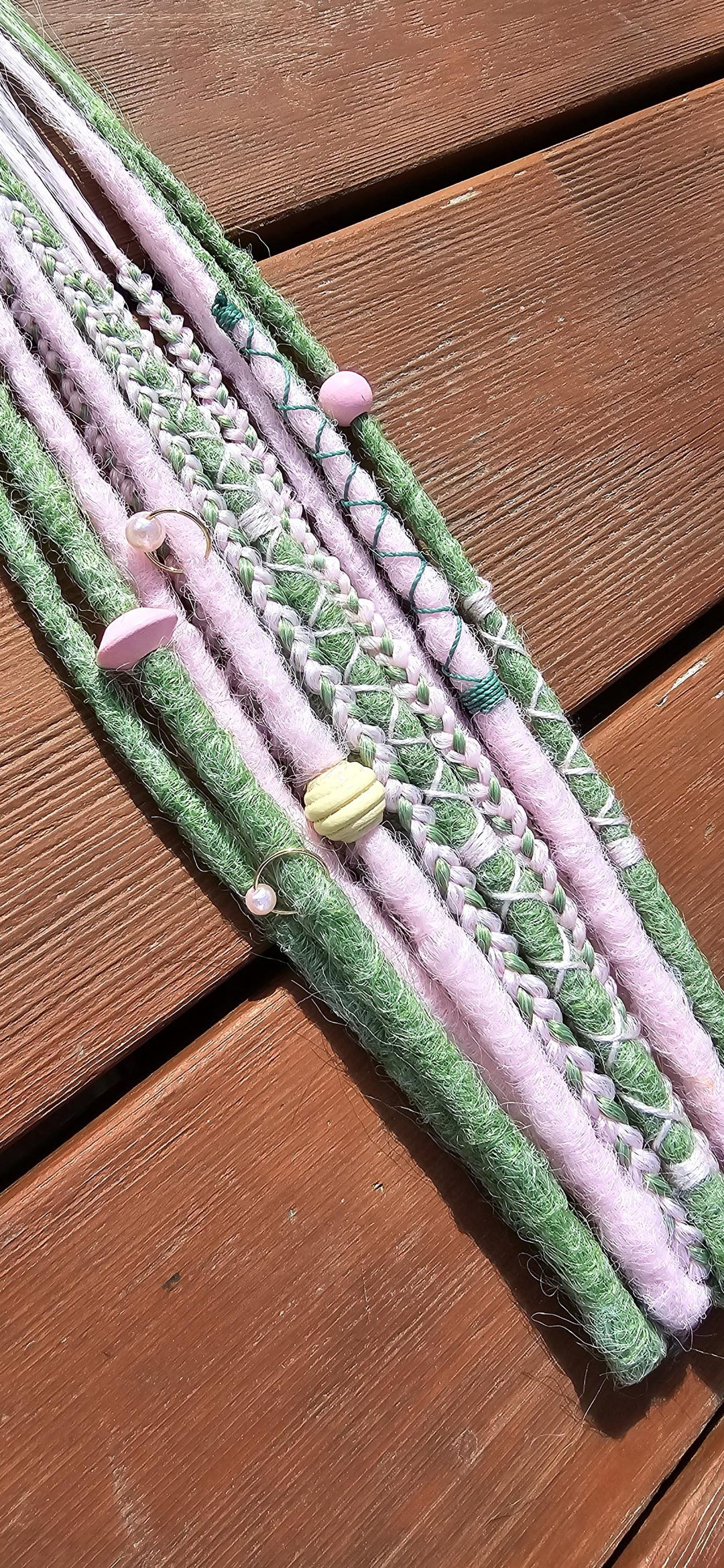 Fairy Forest Dreadlock Set Extensions – Green & Pink Fantasy Hair, Boho ...