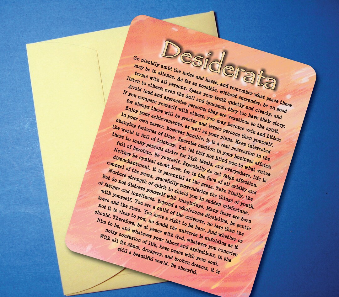 DESIDERATA - Greeting Card, Inspirational, Encouragement, Uplifting - Etsy