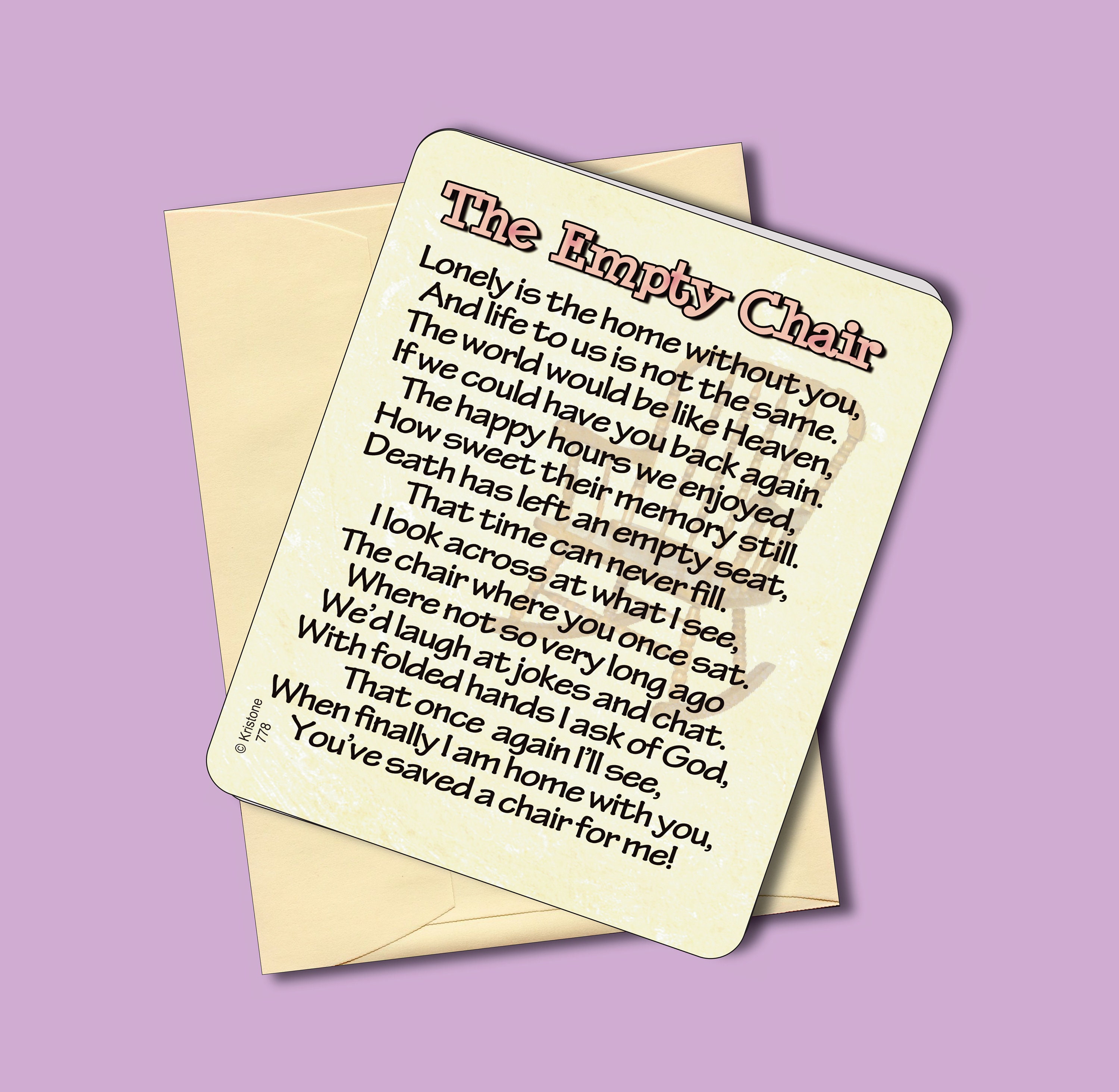 The Empty Chair - Greeting Card, Inspirational, Encouragement, Memorial ...