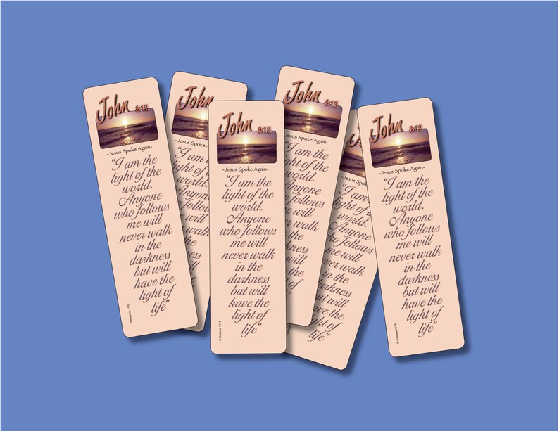 JOHN 8:12 - 6 Scripture Bookmarks, Bible Verse Bookmark, Christian ...