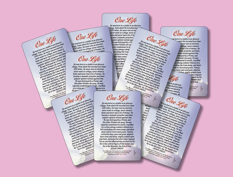 ONE LIFE - Aka "one Solitary Life" - Mini-verse Card, Wallet, Pocket ...