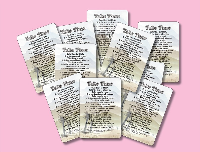 TAKE TIME - Mini-verse Cards, Wallet, Pocket, Inspirational, Motivating ...