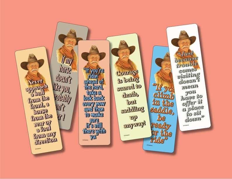 COWBOY QUOTES - Bookmark Bundle – Set of 6 Different Sayings ...