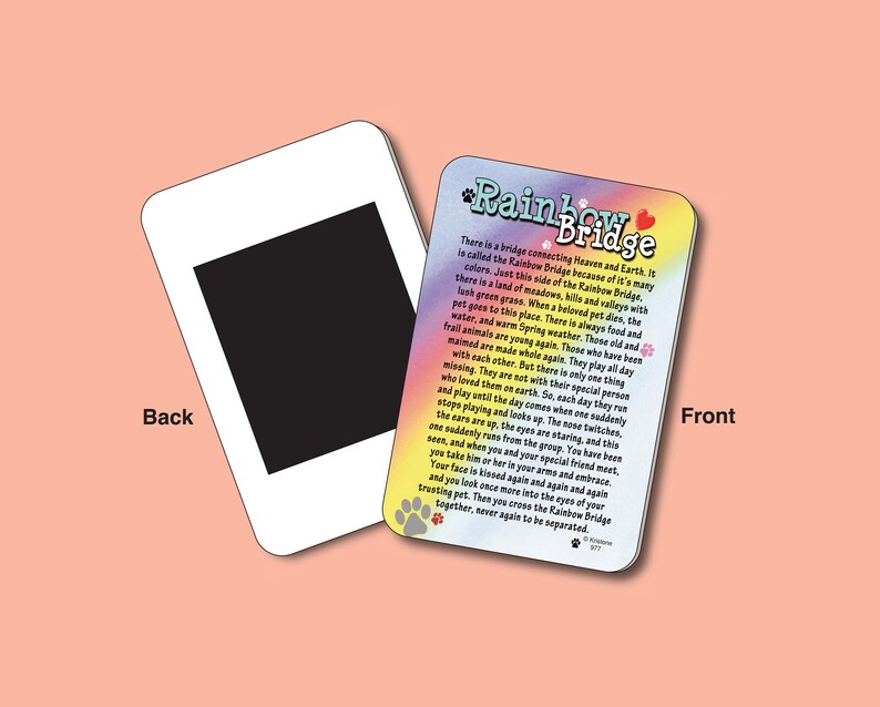 RAINBOW BRIDGE Poem Verse Card Size Pet Loss, Gift, Memorial, Sympathy ...