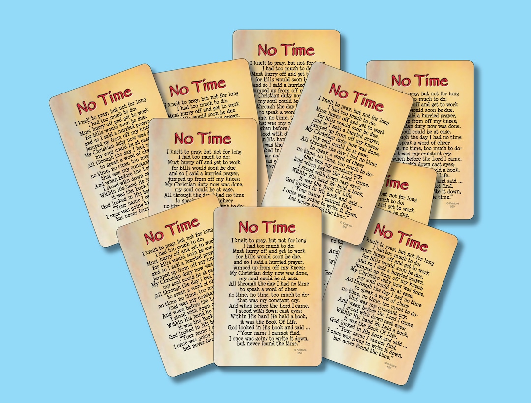 NO TIME 'I Knelt to Pray but Not for Long' - Mini-verse Card, Wallet ...