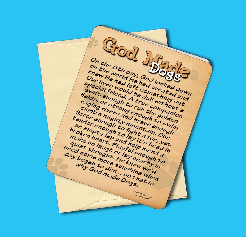 God Made Dog's - Greeting Card, Inspirational, Encouragement, Memorial ...