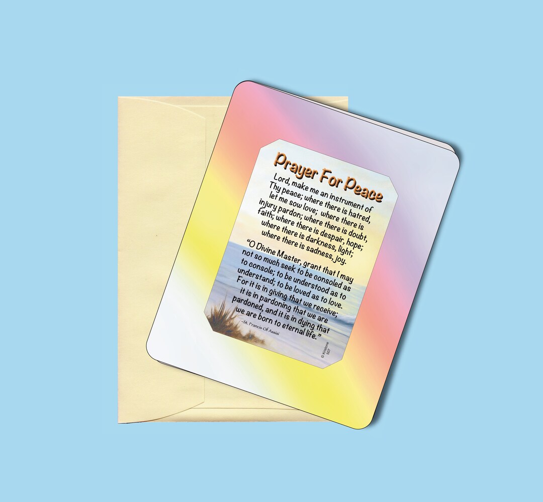 Prayer for Peace st. Francis of Assisi Keepsake Enclosed Greeting Card ...