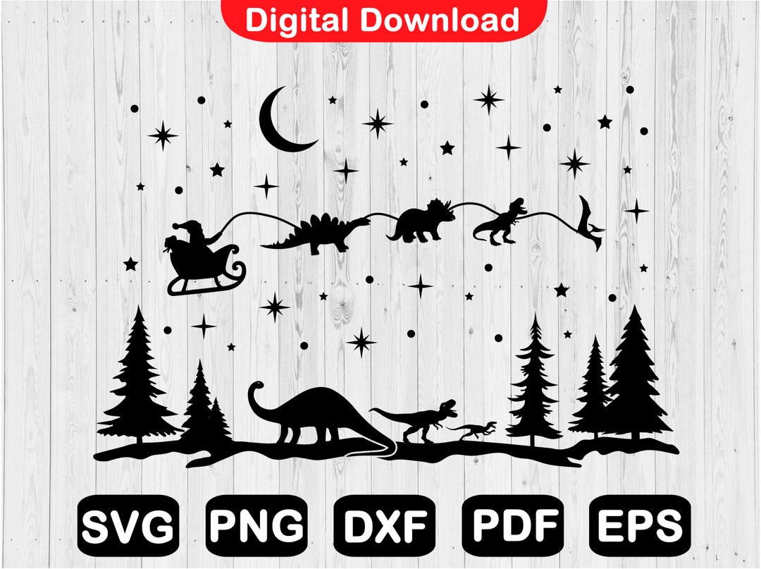 Christmas Dinosaur Sleigh Svg, Dinosaur Sleigh Ride, Kids Christmas ...