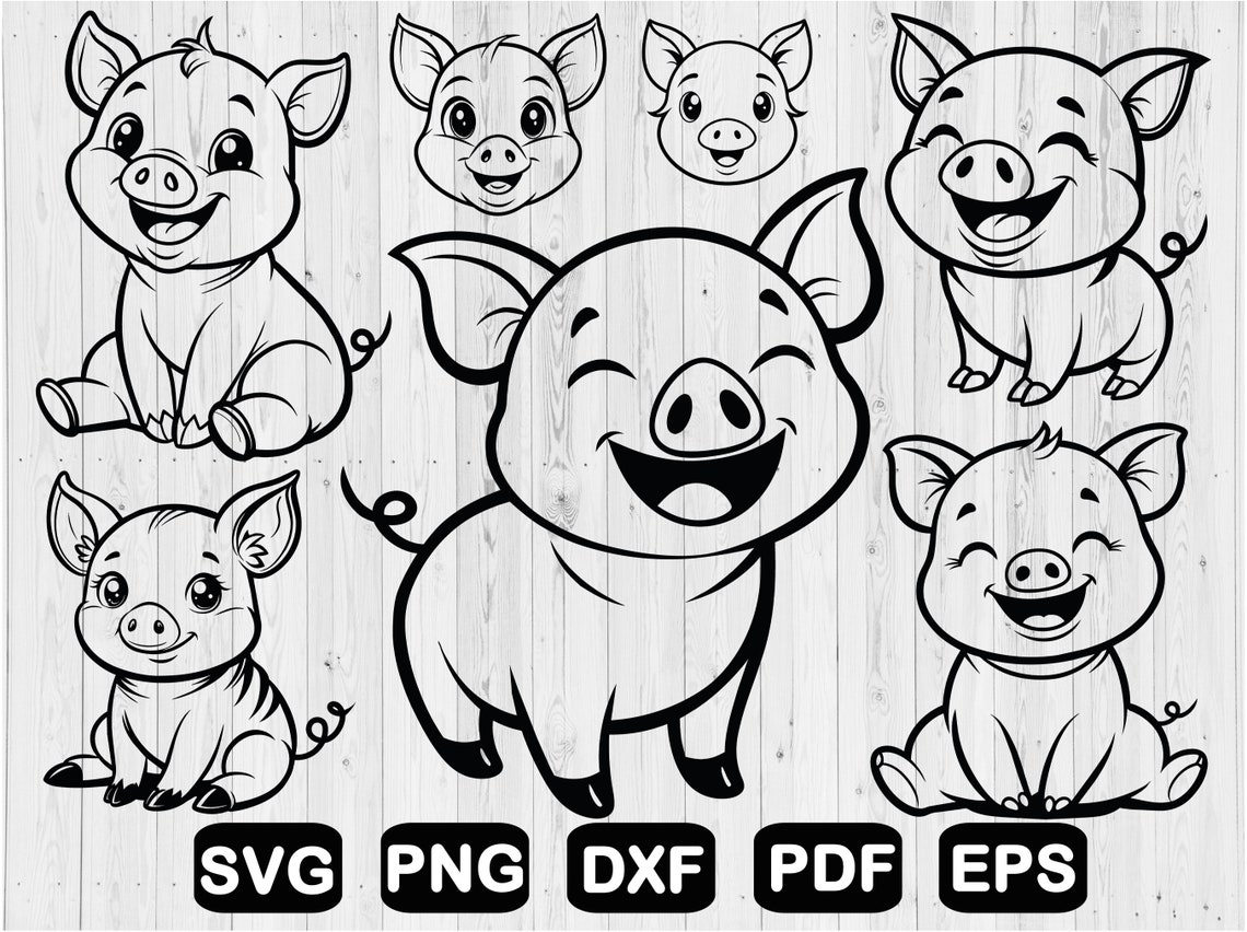 Cute Pig Svg Bundle, Baby Pig Svg, Floral Pig Svg, Farm Animal Svg, Svg ...