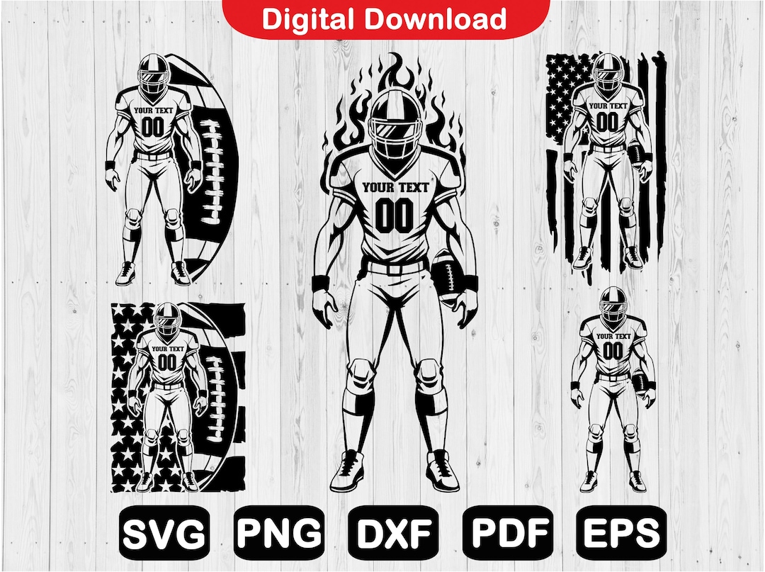 Custom Football Player SVG Bundle (digital Download) - Etsy
