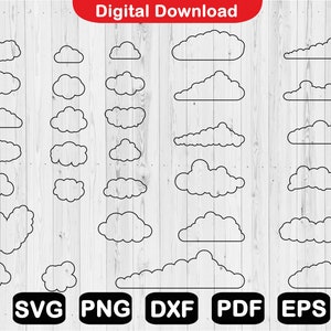 Clouds Svg Bundle, Cloud Cut Files, Cloud for Cricut, Cloud Silhouette ...