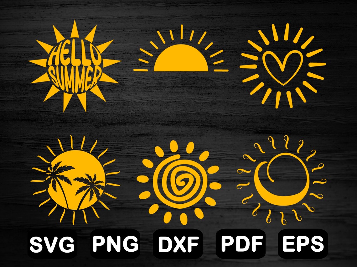 Sun Svg Bundle, Sun Png Files, Summer Svg Bundle, Hello Summer Svg ...