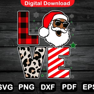 Black Santa Shirt Design Svg, Love Black Santa Svg, Black Santa Claus ...