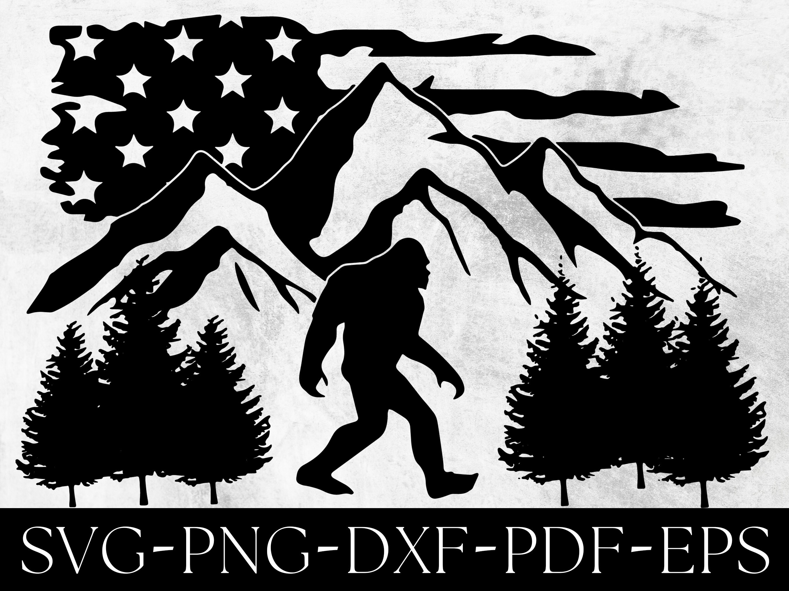 Bigfoot Sasquatch Svg American Flag Mountain Bigfoot Svg for - Etsy India