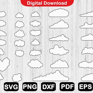Clouds Svg Bundle, Cloud Cut Files, Cloud for Cricut, Cloud Silhouette ...