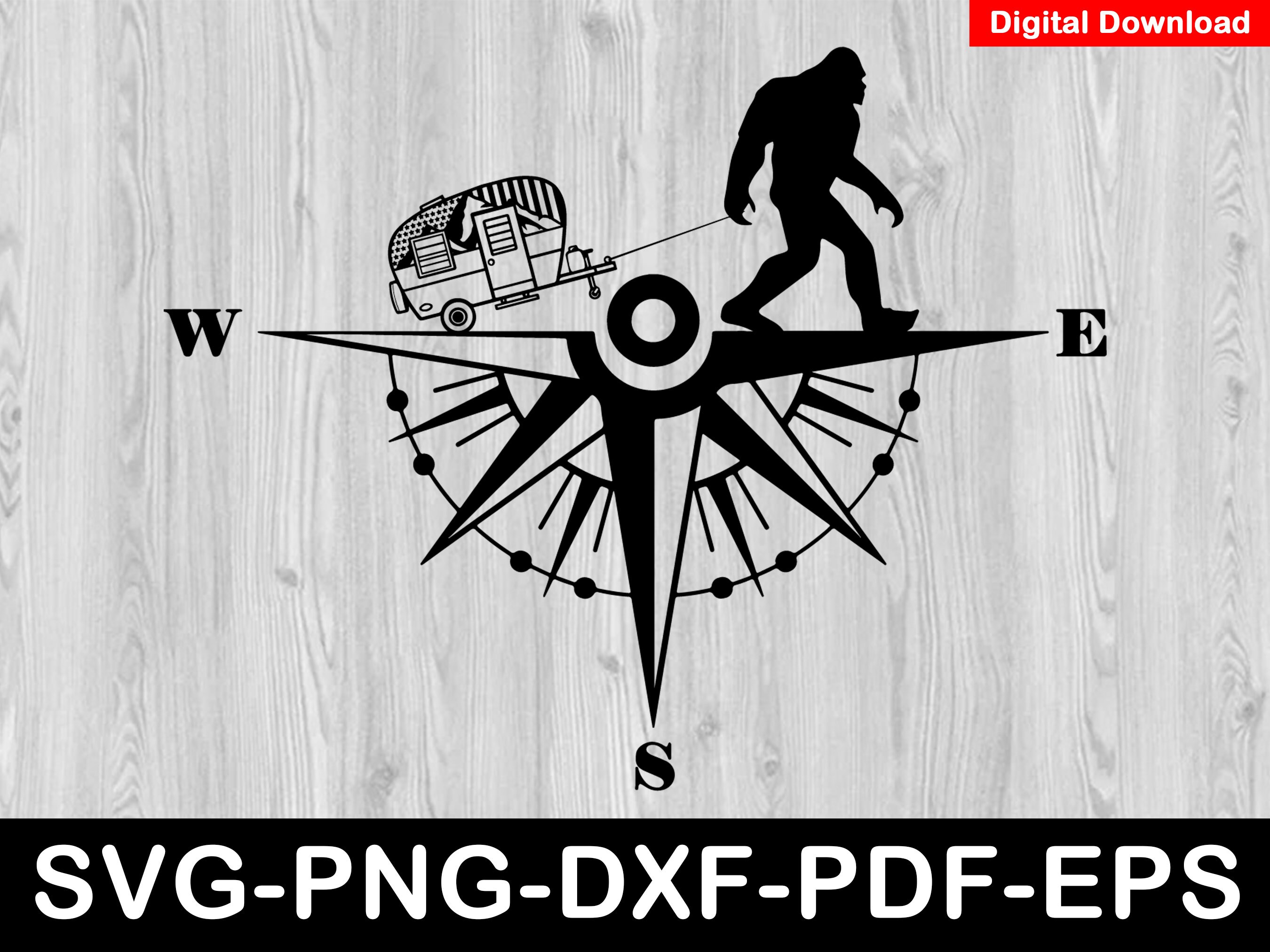 Bigfoot Compass Caravan SVG: Camper Decal Design (digital Download) - Etsy