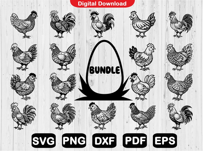 Chicken & Rooster SVG Bundle: Farmhouse Clipart (digital Download) - Etsy