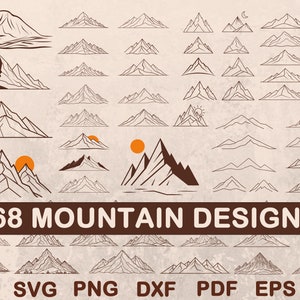Mountain Svg Bundle, Boho Mountain Svg, Mountain Png, Vector, Svg Files ...