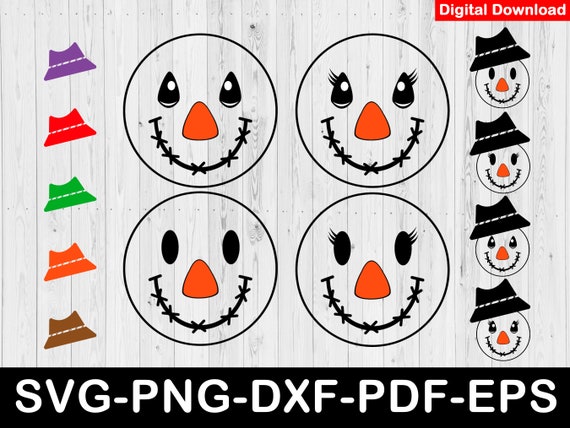 Scarecrow Face Svg Bundle Fall Svg File Fall Smiley Face - Etsy