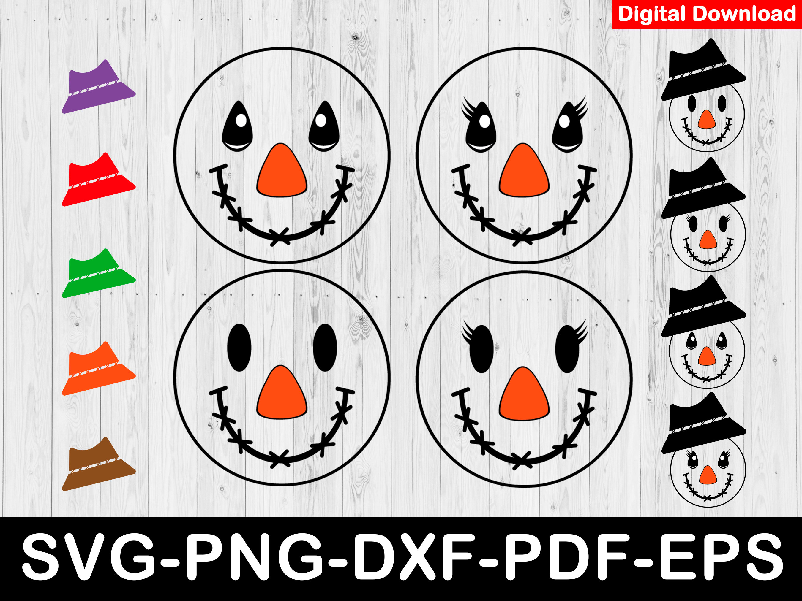 Scarecrow Face Svg Bundle Fall Svg File Fall Smiley Face - Etsy