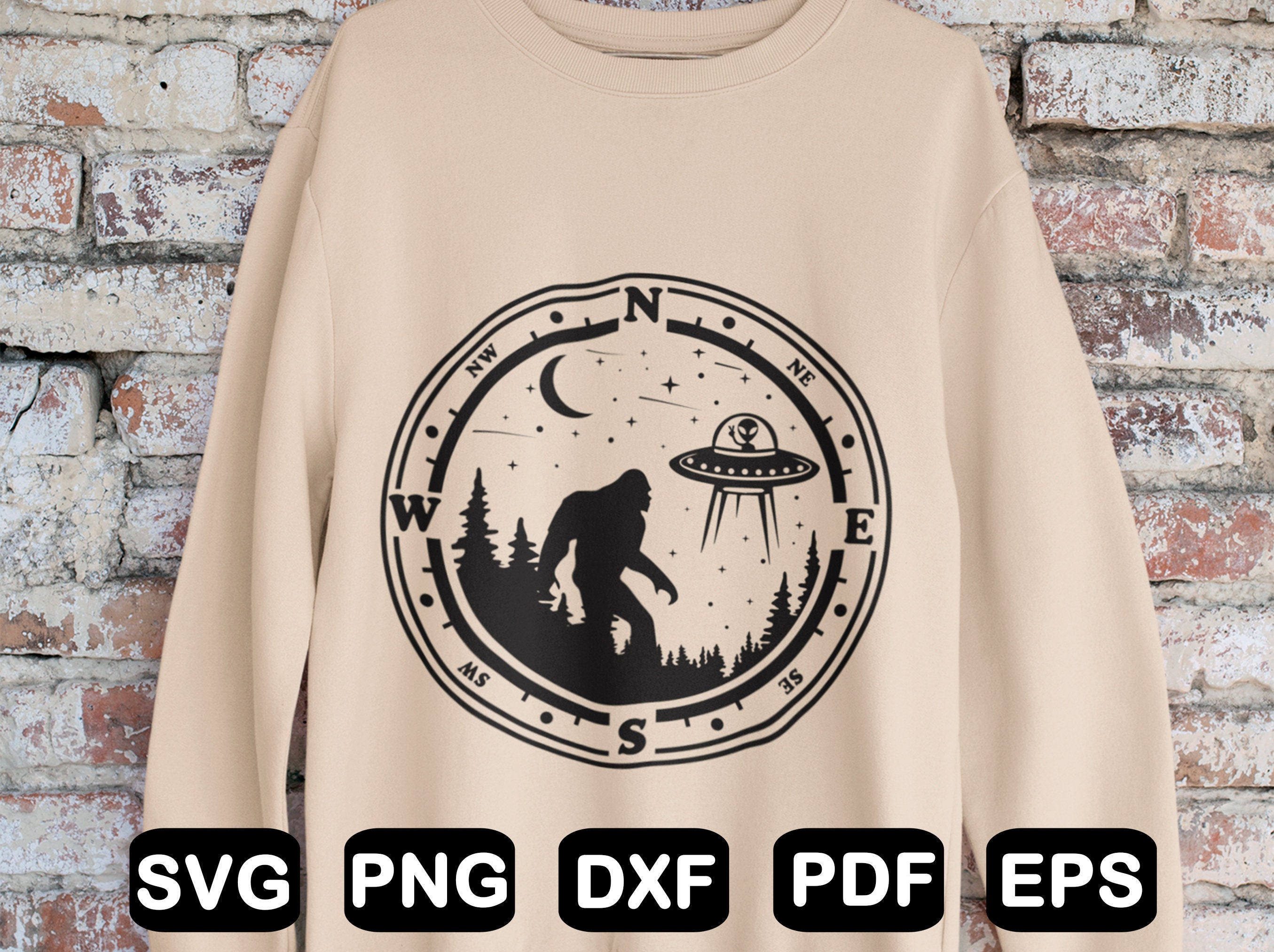 Bigfoot Alien Compass SVG: Camp Life Clipart (digital Download) - Etsy