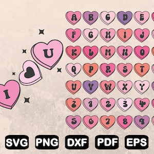 Candy Heart Alphabet Svg Bundle, Valentines Day Svg, Valentines Candy ...