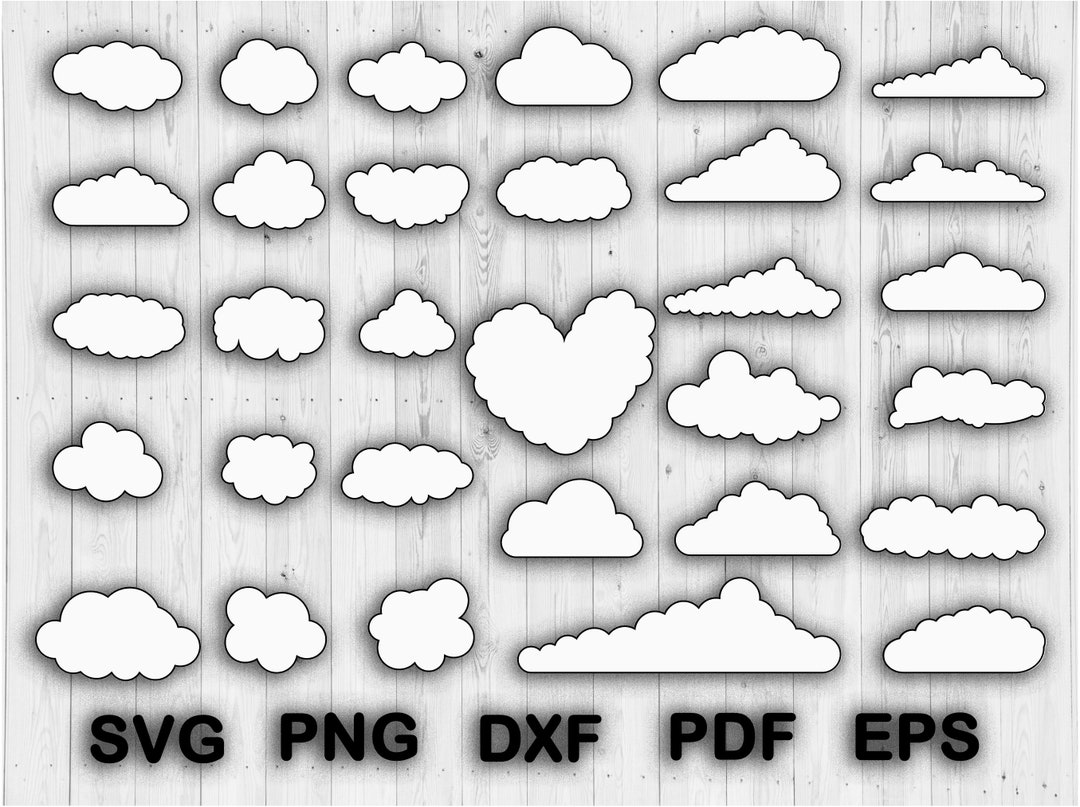 Clouds Svg Bundle, Cloud Cut Files, Cloud for Cricut, Cloud Silhouette ...