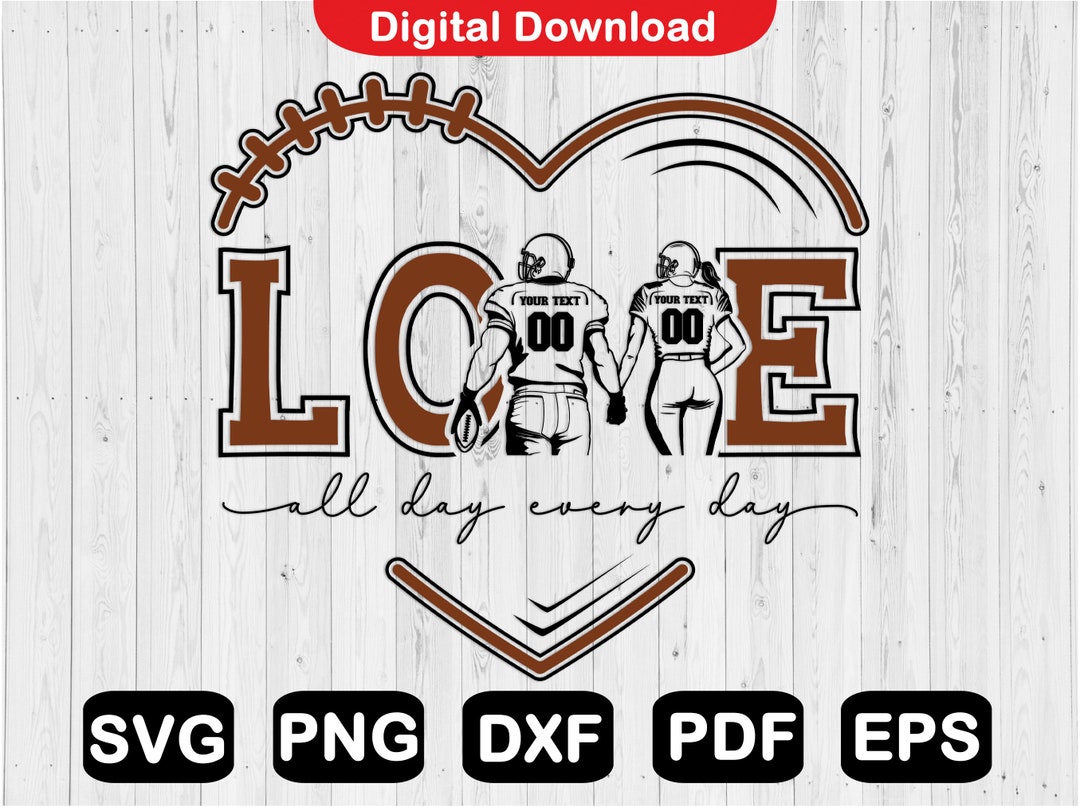 Valentines Day Football Svg, Love Football Svg, Customizable Valentine ...