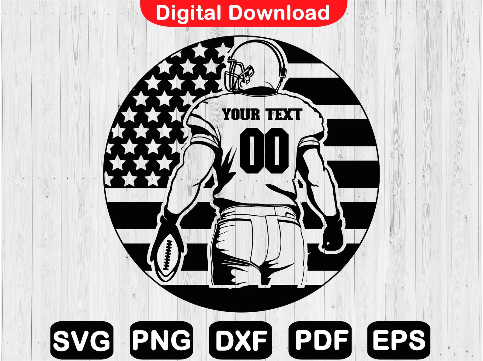 Football Player SVG Bundle: Custom Name, Cricut Cut File (digital ...