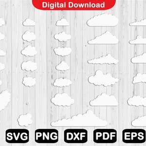 Clouds Svg Bundle, Cloud Cut Files, Cloud for Cricut, Cloud Silhouette ...