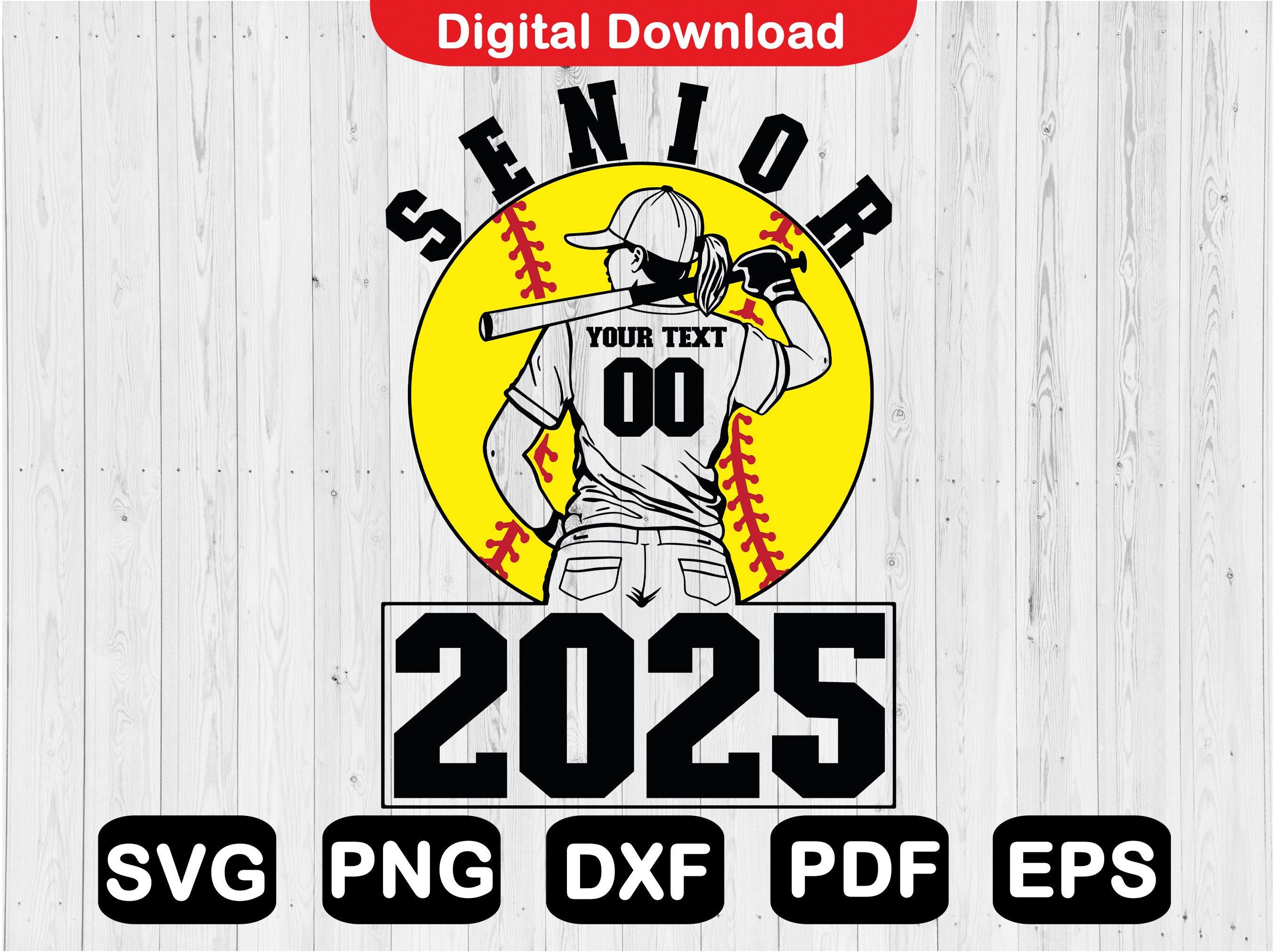 Senior 2025 Softball Player SVG: Graduate Clip Art (digital Download ...