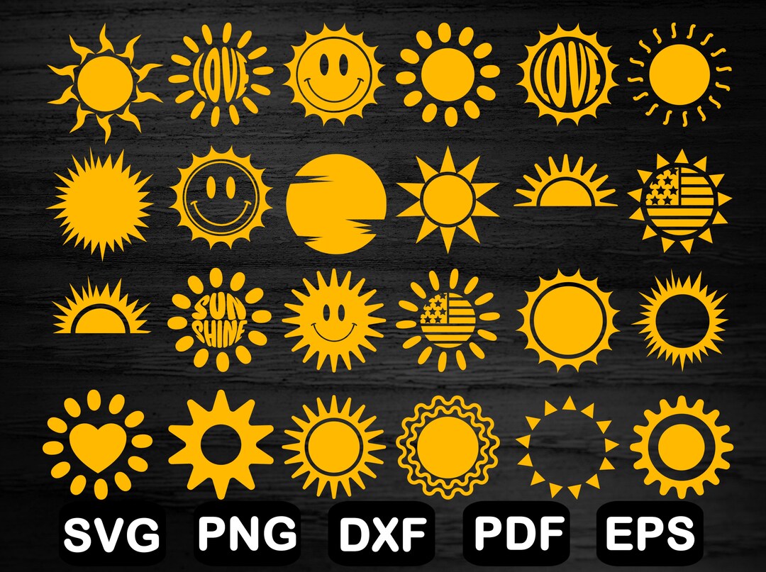 Sun Svg Bundle Sun Png Files Summer Svg Bundle Hello Summer Svg