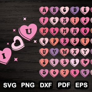 Candy Heart Alphabet Svg Bundle, Valentines Day Svg, Valentines Candy ...