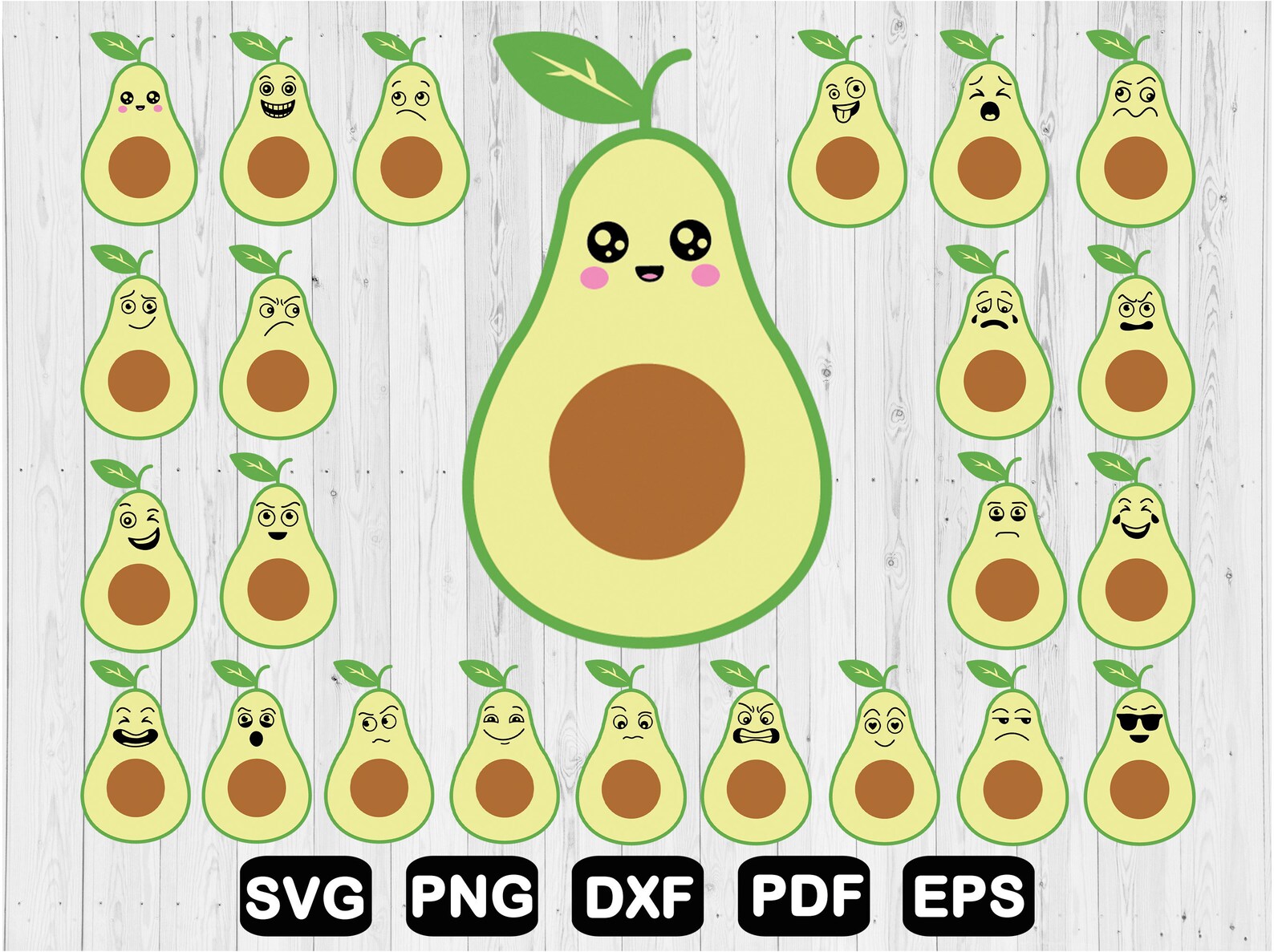 Avocado Svg Bundle Fruit Svg Cute Kawaii Avacado Svg Summer - Etsy
