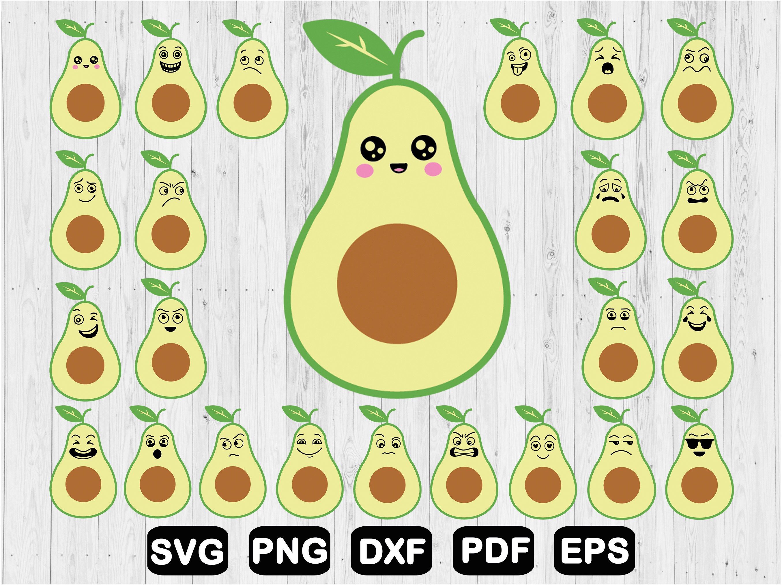 Avocado Svg Bundle Fruit Svg Cute Kawaii Avacado Svg Summer - Etsy